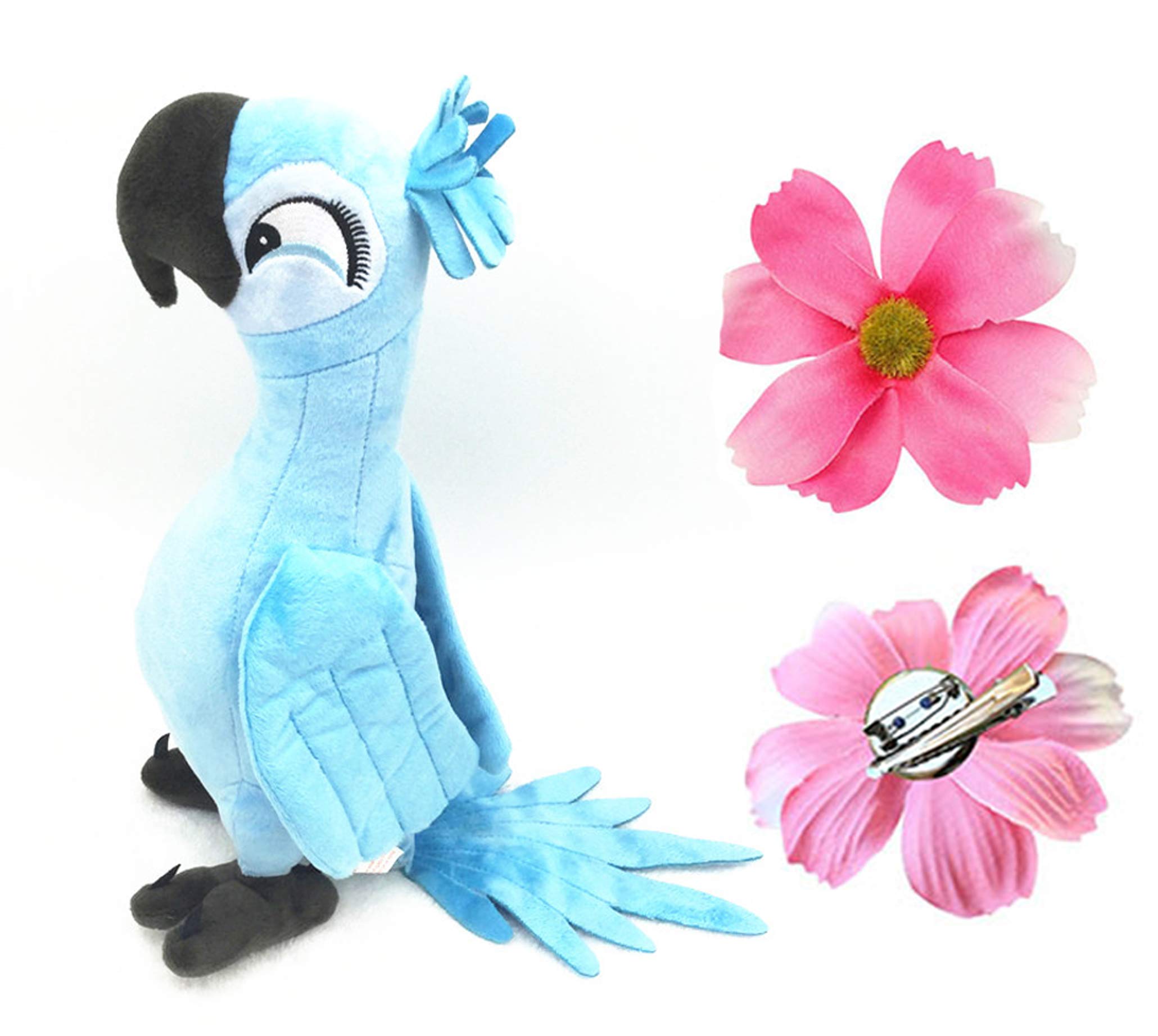 Muaquata Blue Parrot with Flower Stuffed Animal Plush Toy (Blue Parrot with Flower)