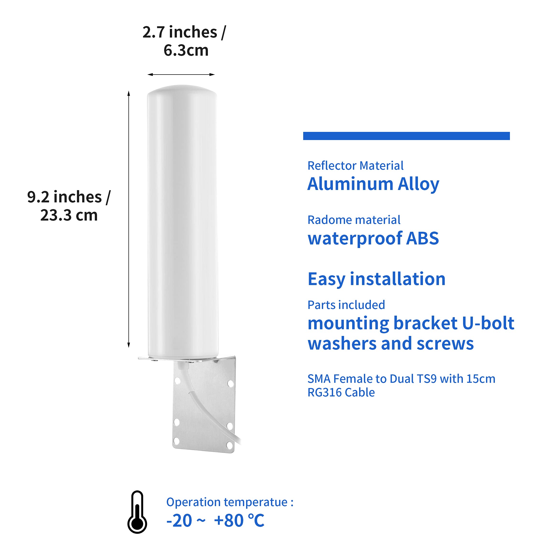Cellular 4G LTE High Gain 10-12dBi SMA/Dual TS9 Antenna Replacement for Netgear Nighthawk M1 MR1100 LB1120 LM1200 Verizon Jetpack 8800L AT&T T-Mobile Hotspot Sprint 4G LTE Router, Eifagur