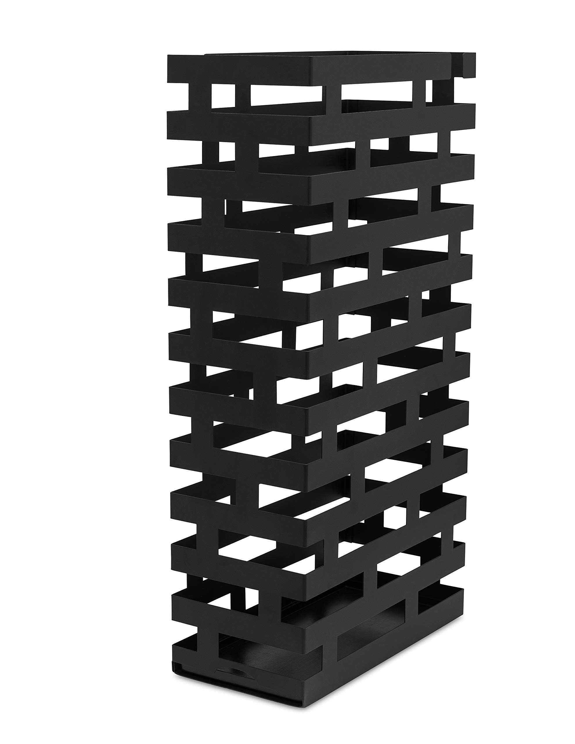 BIRDROCK HOME Umbrella Holder Stand with Removable Water Tray - Large - Rain Collection - Entryway - Decorative Metal Freestanding Rack Organizer - Cane Walking Stick Holder Black