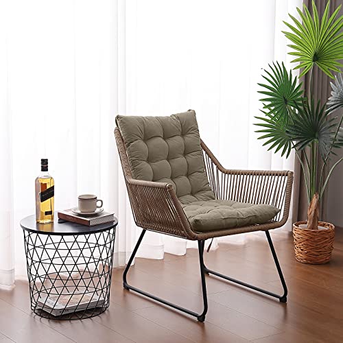Tiita Rocking Chair Cushion with Ties Overstuffed Seat Back Cushion Pad Tufted Pillow for Outdoor Indoor Home 21" x 17"/17" x 17", Light Brown
