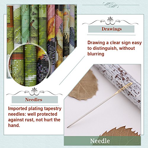 Joy Sunday Cross Stitch Stamped Kits Full Range of Embroidery Starter Kits Beginners 11CT 3 Strands-Abstract Fox 7.5×8(inch)