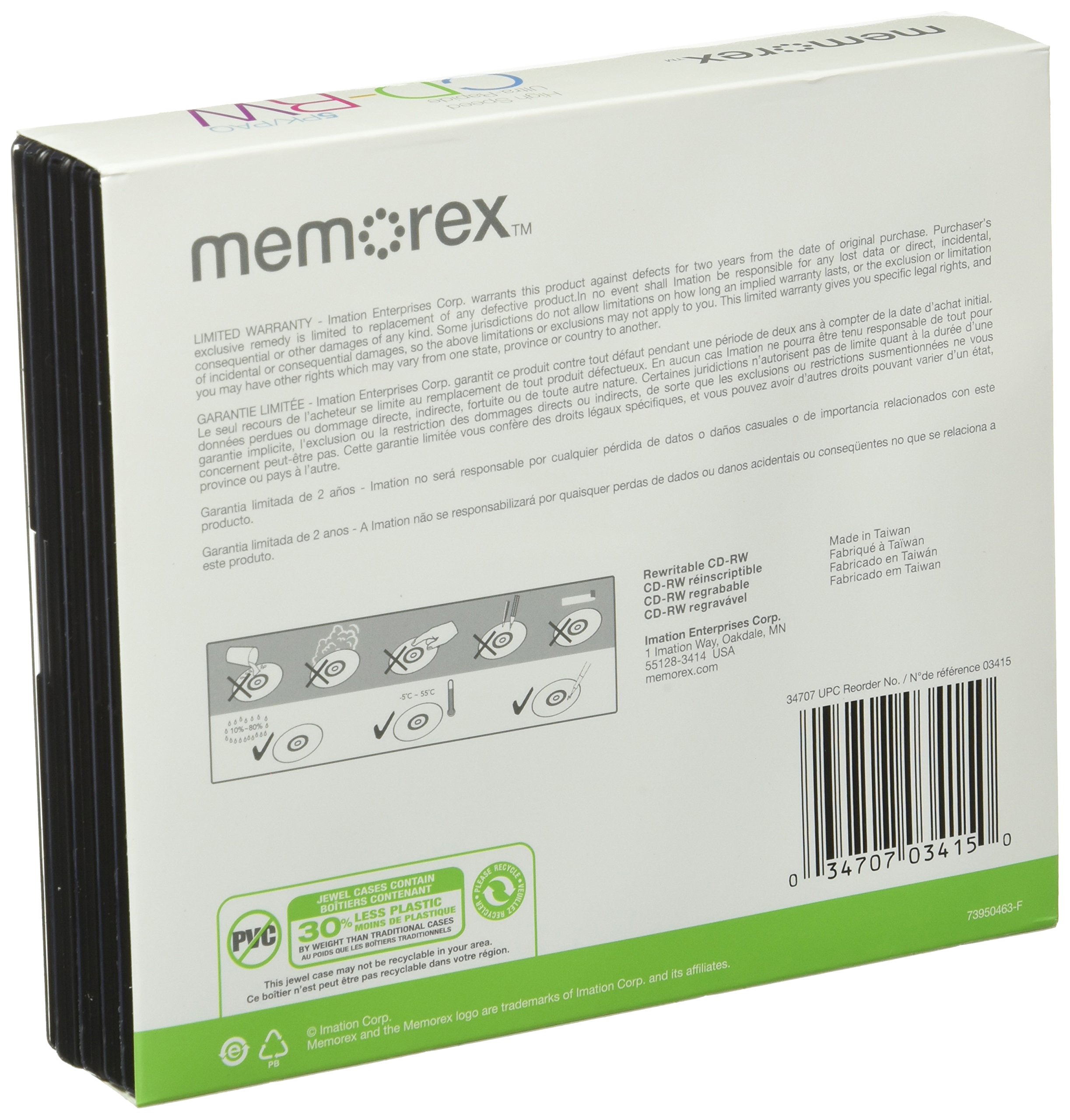 Memorex 32020022409 8x-12x CD-RW Media (5-Pack with Slim Jewel Cases)