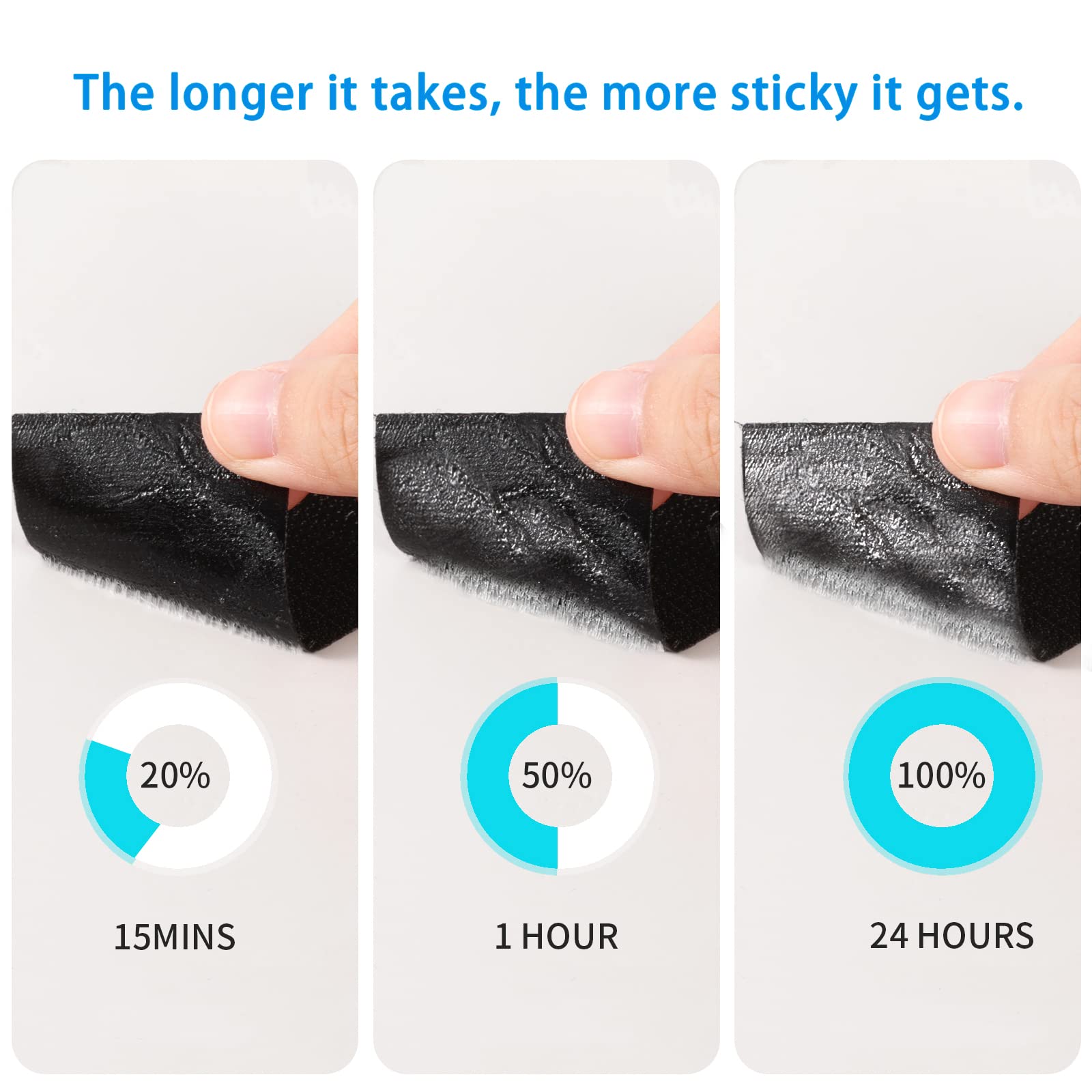 Industrial Strength Sticky Back Hook and Loop Strips | 2 x 6 Inch 8 Sets | Aniced Heavy Duty Self Adhesive Strips for Sofa Couch Cushions, Rug, Mattress - Black
