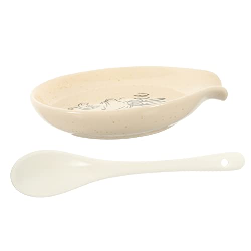 Cabilock 4 Sets Ceramic Spoon Rest Coffee Mug Spatula Holder Kitchen Spoon Rest Stove Spoon Holder Coffee Cups Ceramic Scoop Rest for Daily Use Scoop Holder for Kitchen Coffee Spoon Rest