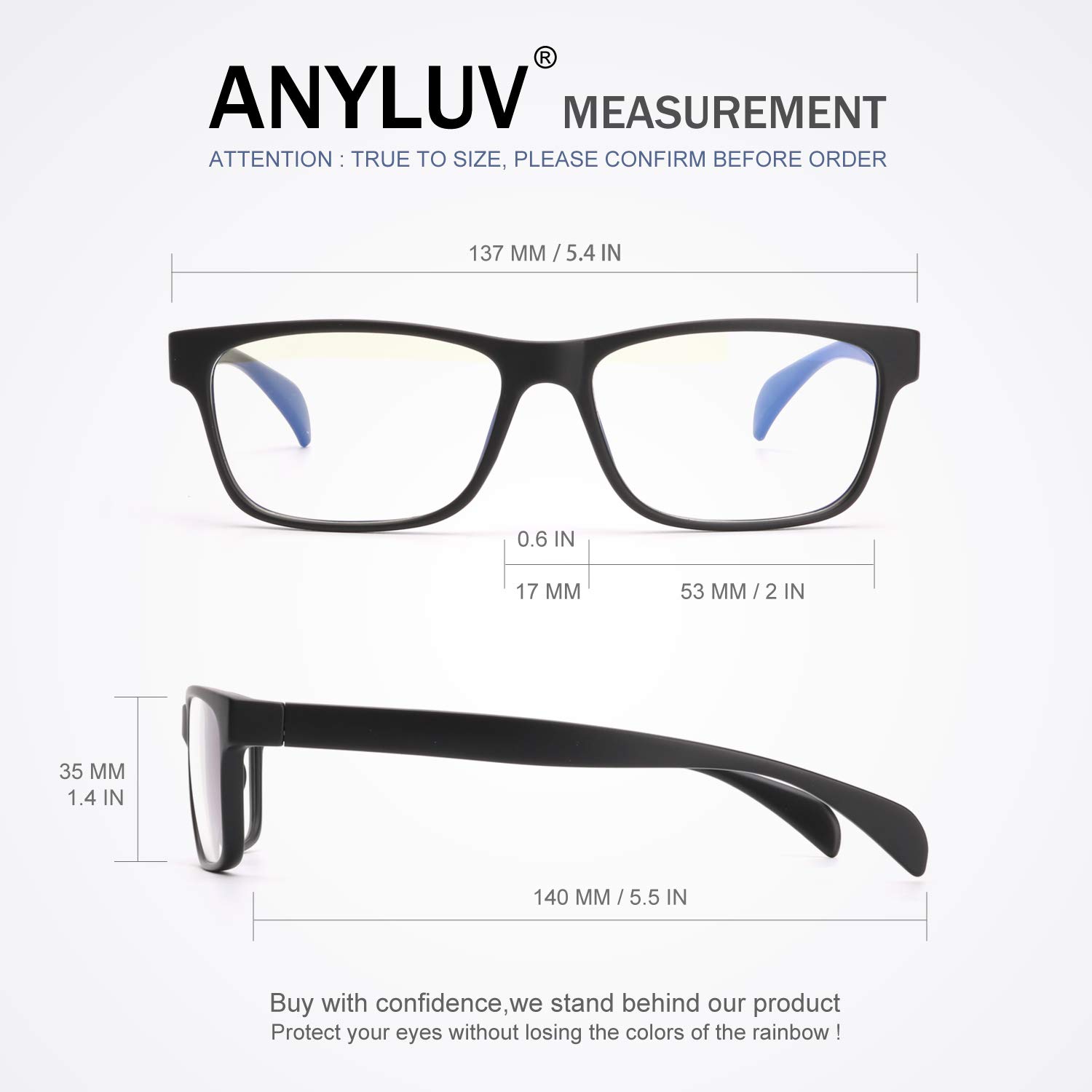 Blue Light Blocking Glasses for men women 2pack Classic Rectangle Blue Light Glasses Lightweight Eyeglasses Frame