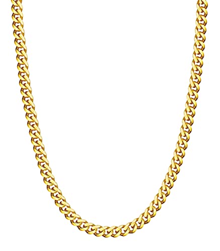 Evegfts Gold Chain for Men, 5MM Mens Chain Cuban Link Chain Necklace for Men Women Boy Girls Super Sturdy Shiny 20 Inch