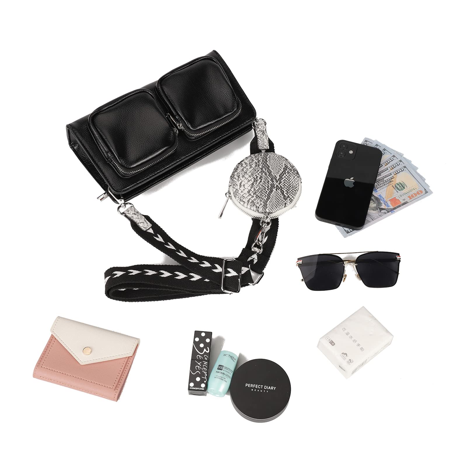 Small Crossbody Bag Leather Shoulder Bag for Women Stylish Designer Purses Retro Wallet Handbags with Coin Purse