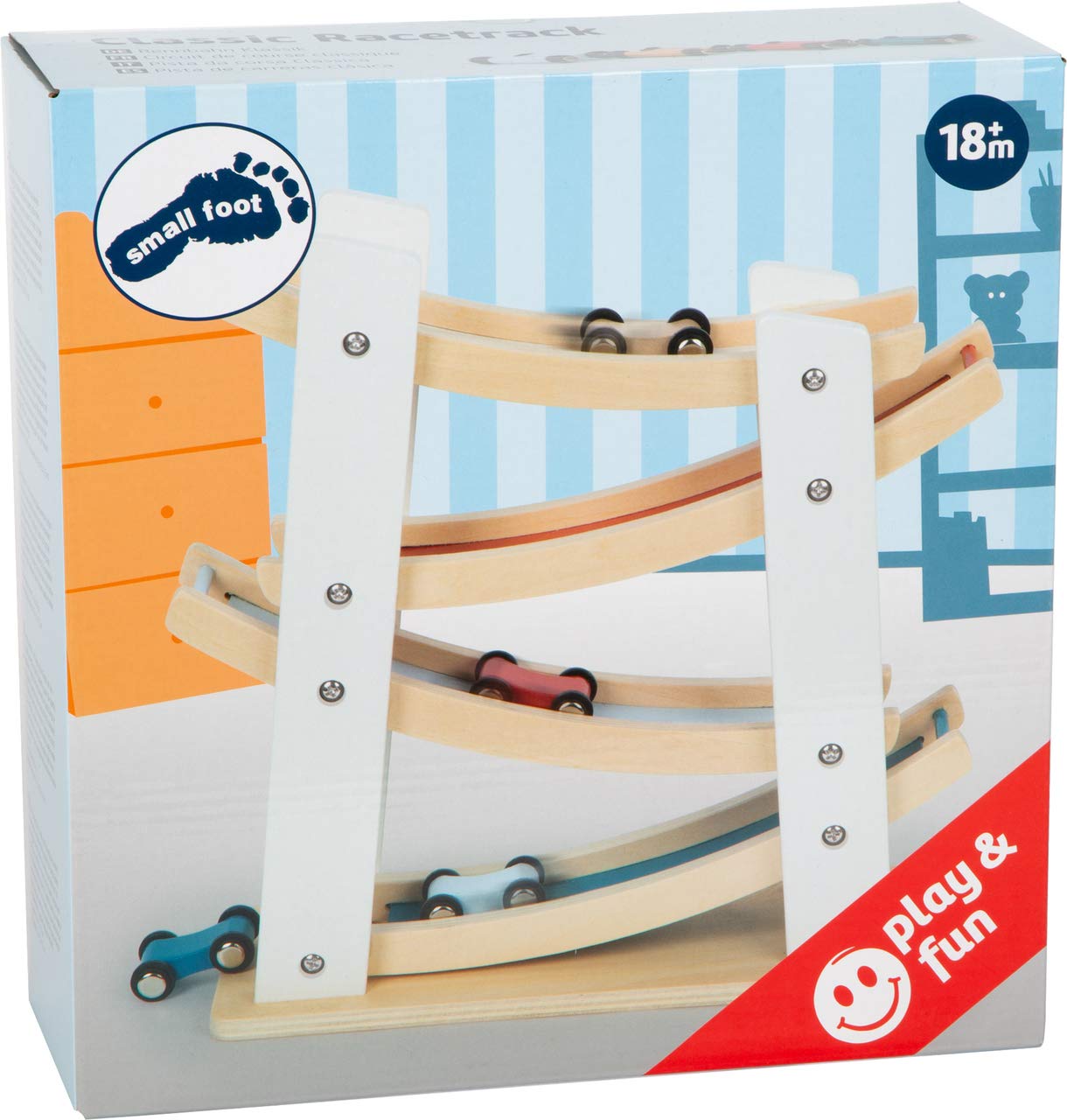 small foot wooden toys Car Ramp Racing Playset Designed for Children Aged 18+ Months, Multi