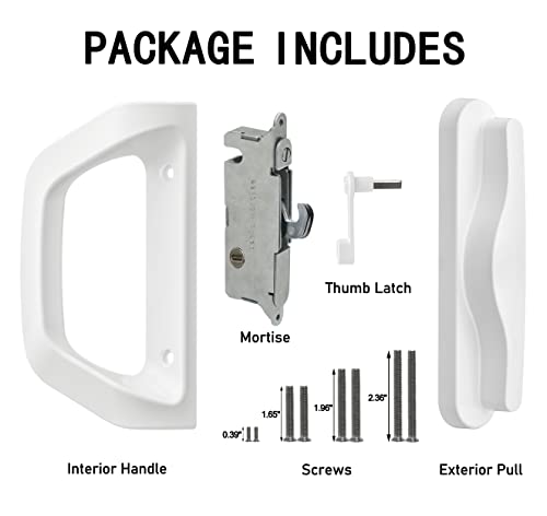 EASILOK Sliding Patio Door Handle Set with Mortise Lock, Heavy Duty Replacement Sliding Glass Door Handle Set, Fits Door Thickness from 1-1/2" to 2-4/25", 3-15/16”Screw Hole Spacing, Non-Handed