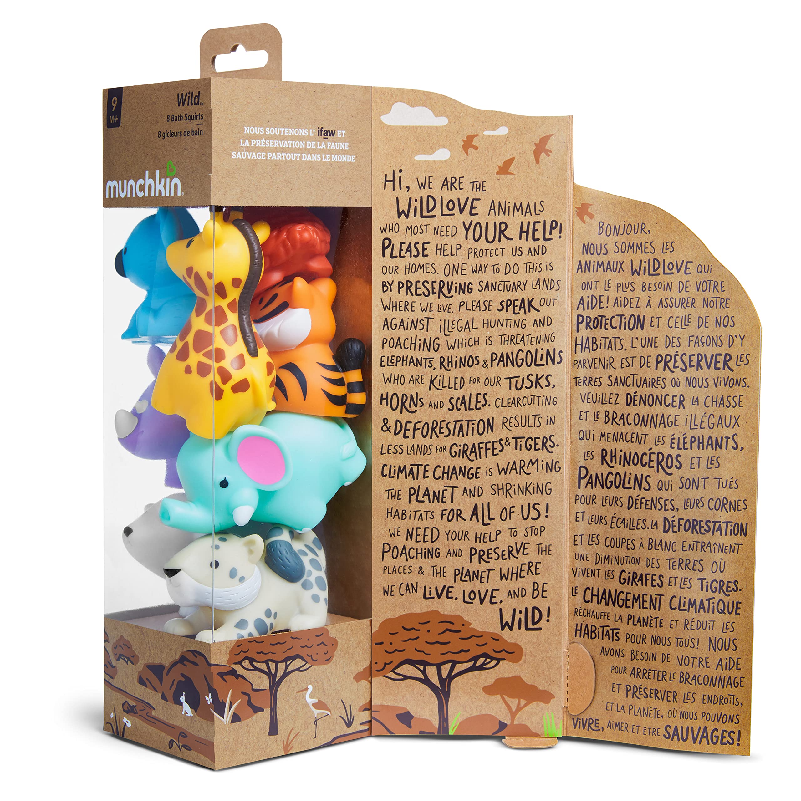 Munchkin® Bath Toy Scoop with 8pk Wild Animal Bath Toy Squirts