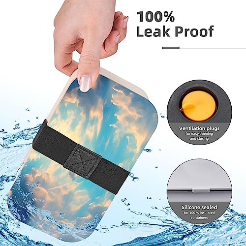 Cloudy Sky Adult Lunch Box, Bento Box, With Cutlery Set Of 3, 2 Compartments, Rectangular, Lunch Box For Adults