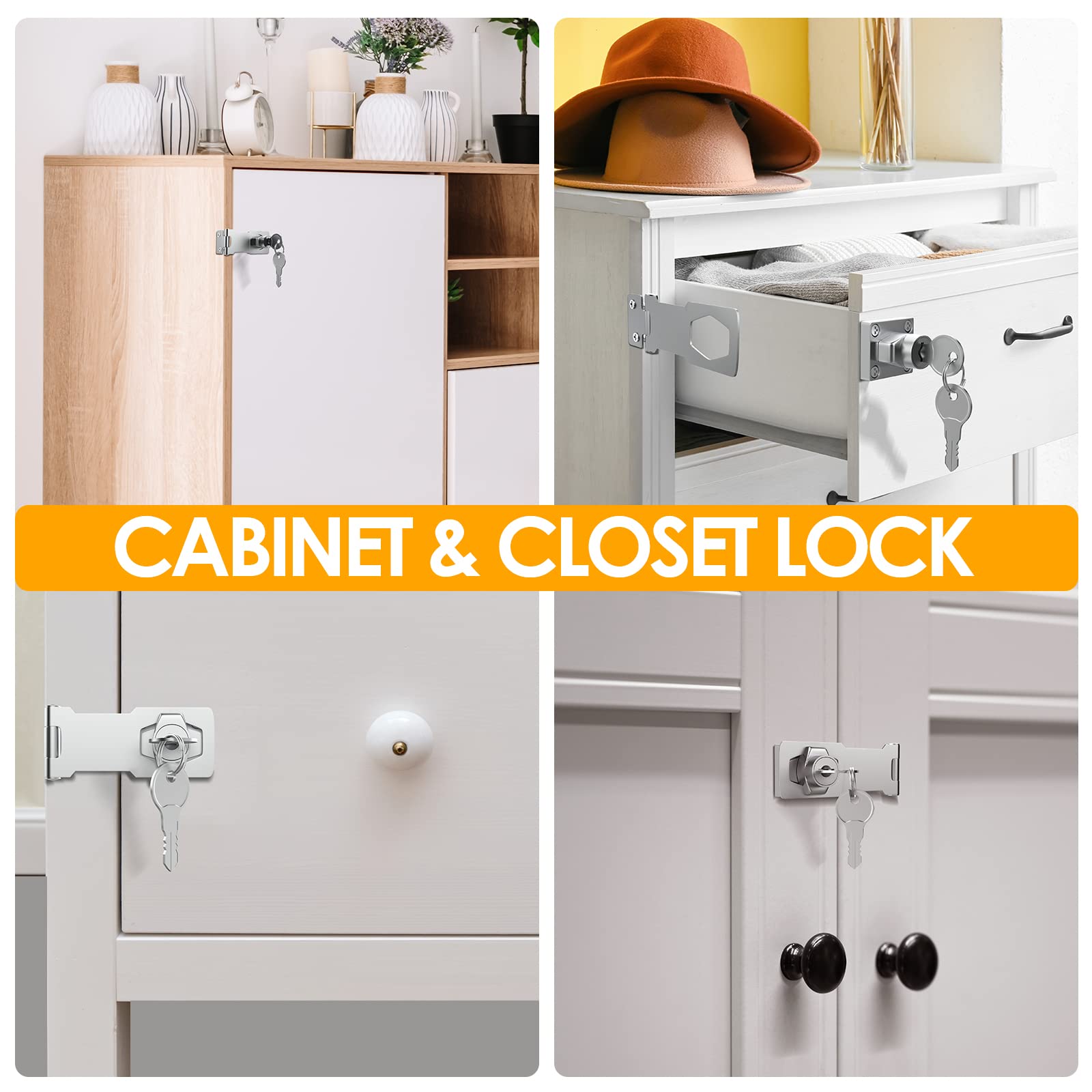 CRANACH 3 Inch Zinc Alloy Chrome Finish Cabinet Lock with Key