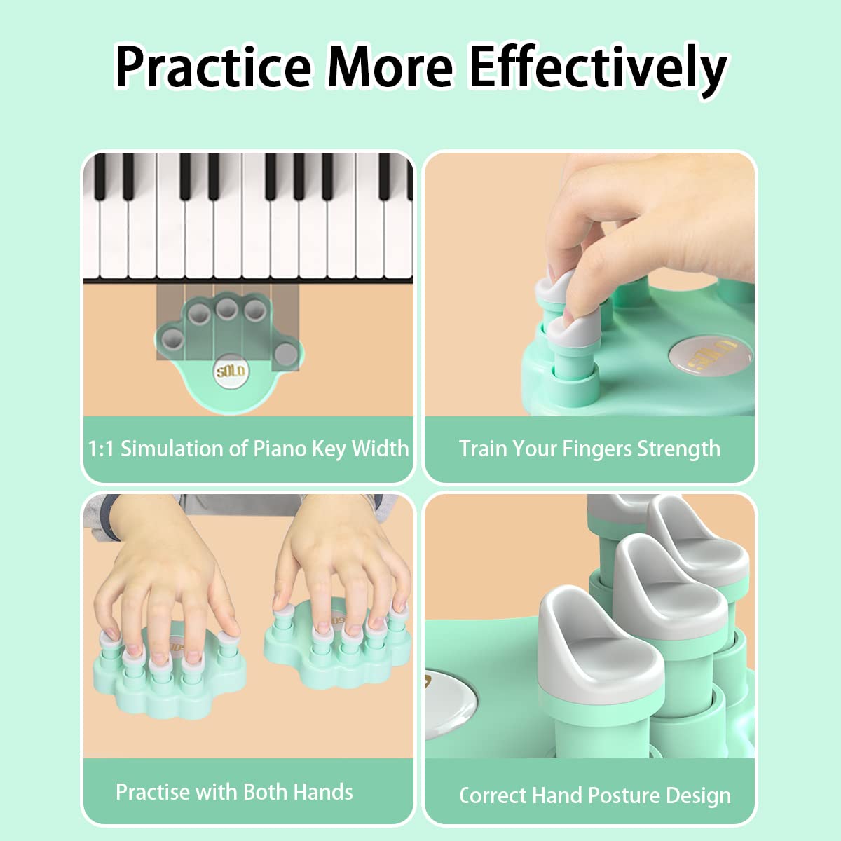 Moreup Piano Finger Trainers, Hand Grip Exerciser Ergonomic Training Finger Pressing Posture Correction Tool for Guitar Piano Trigger Finger Training Arthritis Therapy and Grip 2PCS/Set Black