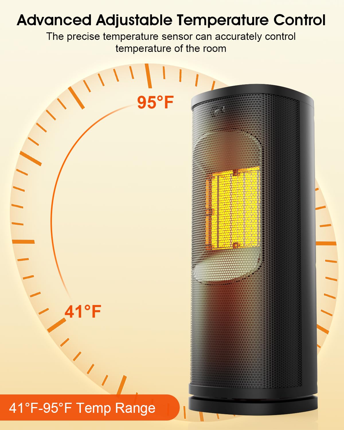 Electric Space Heater Indoor Use, 1500W Fast Heating PTC Portable Heaters with Thermostat and Remote, 12H Timer, Overheating Protection, 60ยฐ Oscillation, Room Ceramic Heater for Office Bedroom Home