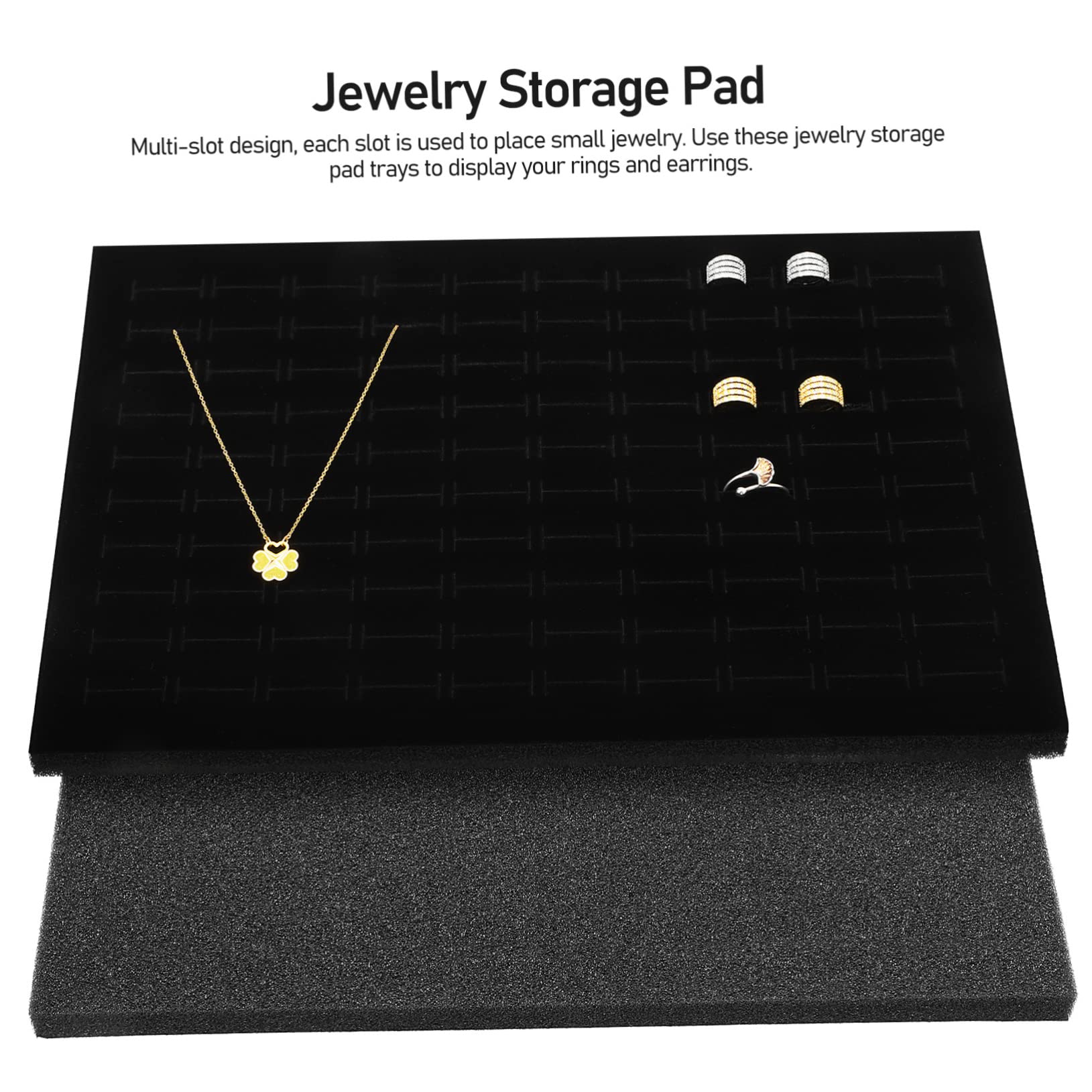 Cabilock 6 Pcs Jewelry Box Pad Ring Inserts Pads Ring Tray Gift Jewelry Tray Black Foam Ring Insert Rings Ring Insert Pad Jewlery Earring Holder Insert Support Necklace Sponge