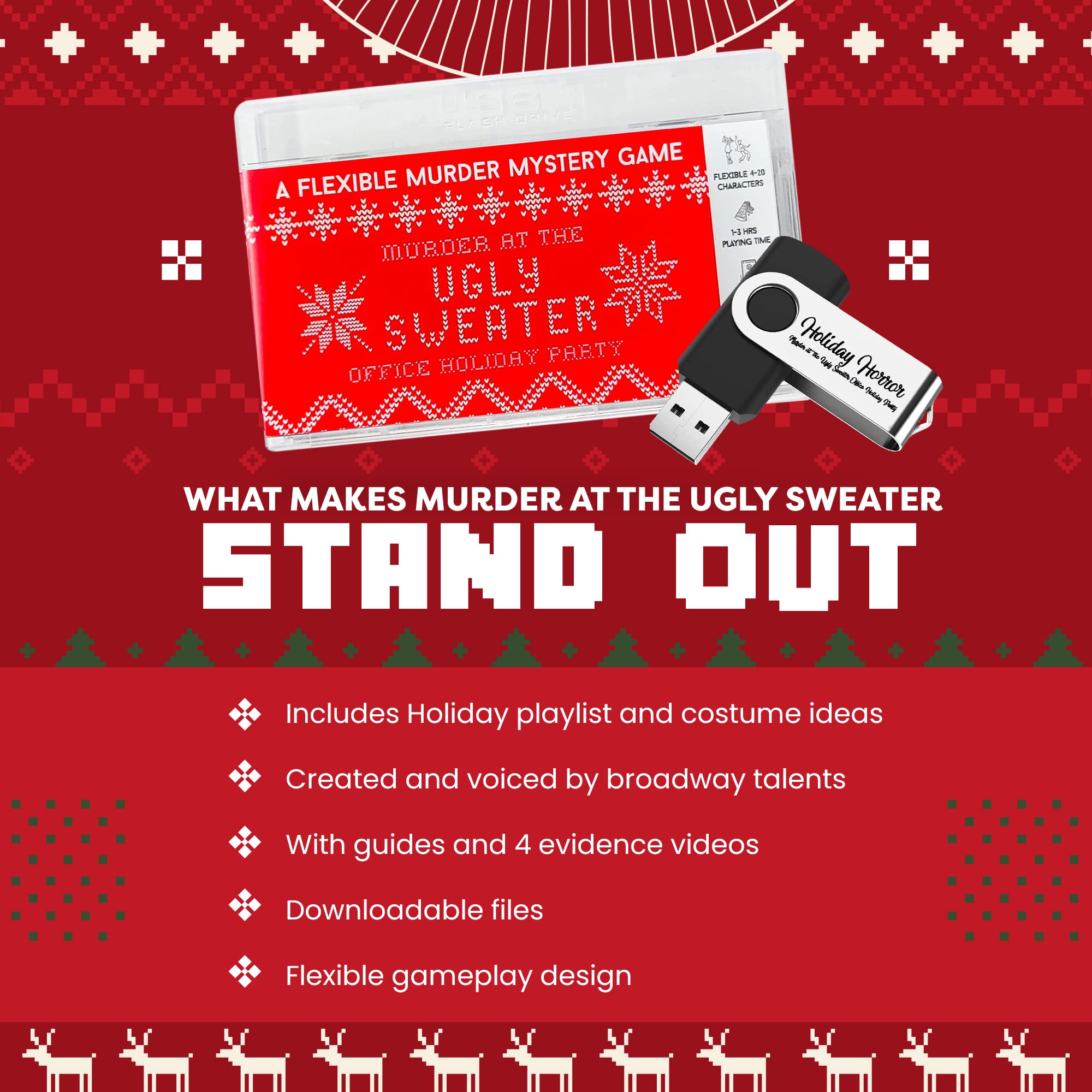Murder at The Office Ugly Sweater Party | Holiday Murder Mystery Game | Office Party Game | Flexible 4-20+ Players | New Print-Friendly Downloadable Files