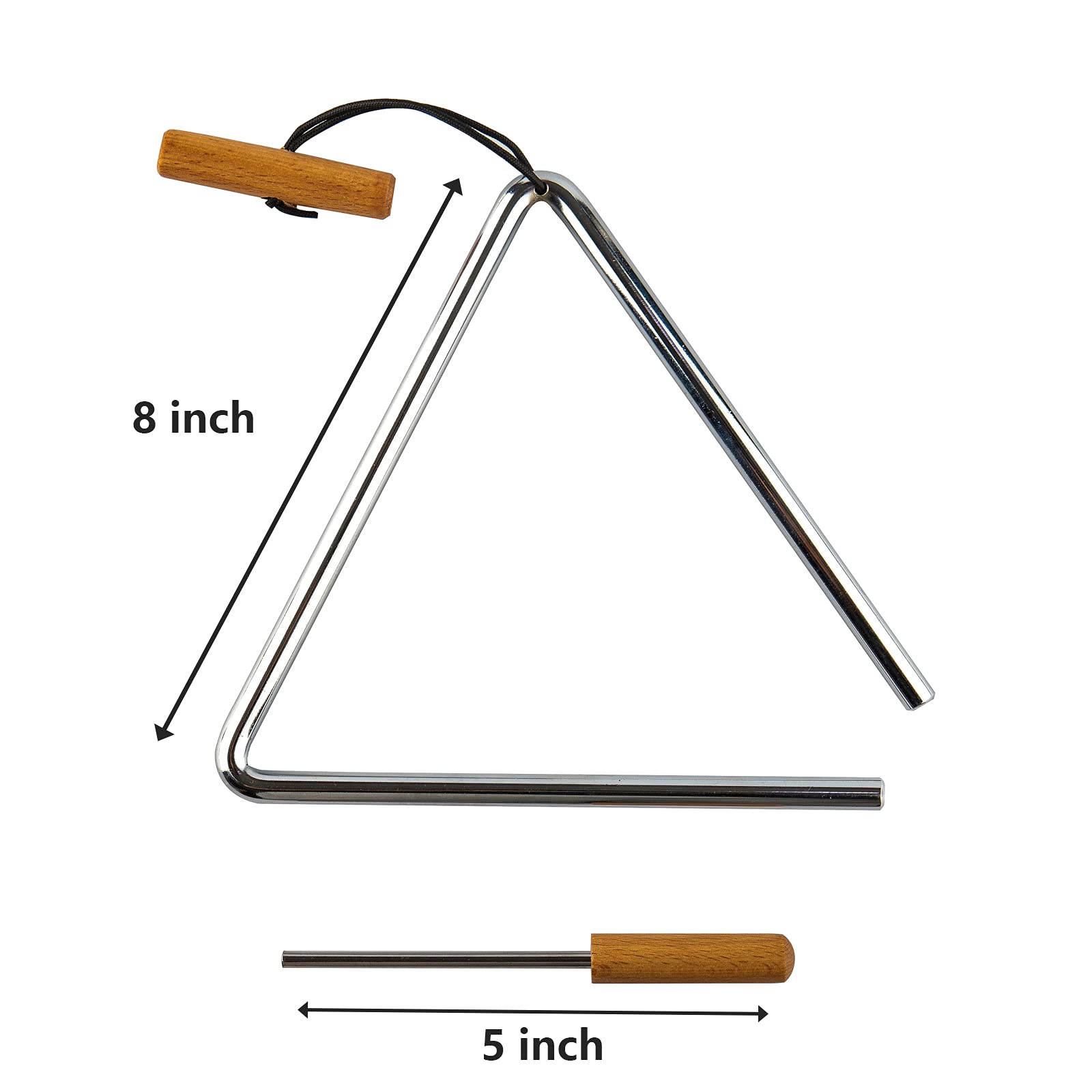 Musfunny Triangle Hand Percussion with Striker, Rhythm Steel Triangles Musical Instrument (8 inch)