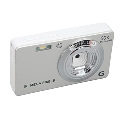 Autofocus Digital Camera, Point and Shoot Flash 56MP 4K 20X Camera High Definition for Travel (Silver)