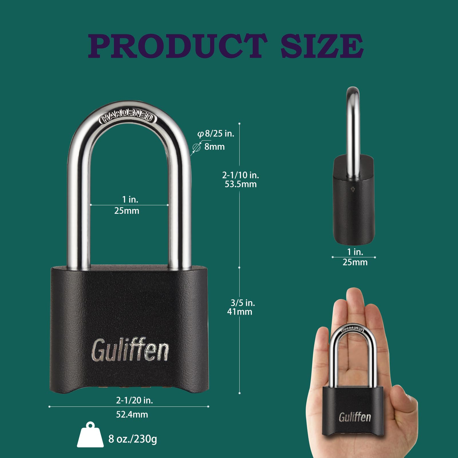 Combo Lock,Guliffen 2 Pack Resettable Combination Lock,2-1/2 in. Long Shackle Outdoor Combination Padlock for Gate, Fence, Warehouse, Storage Unit,Garages (Black)