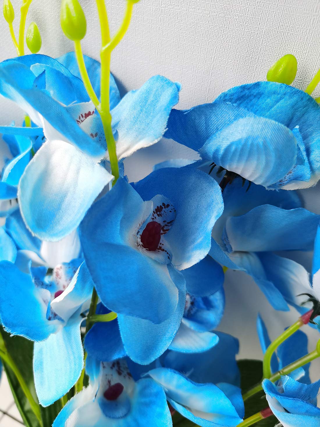 Artfen Artificial Butterfly Orchid Flower Silk Flower Bouquet Artificial Flower Plant for Wedding Home Decoration 16'' High White