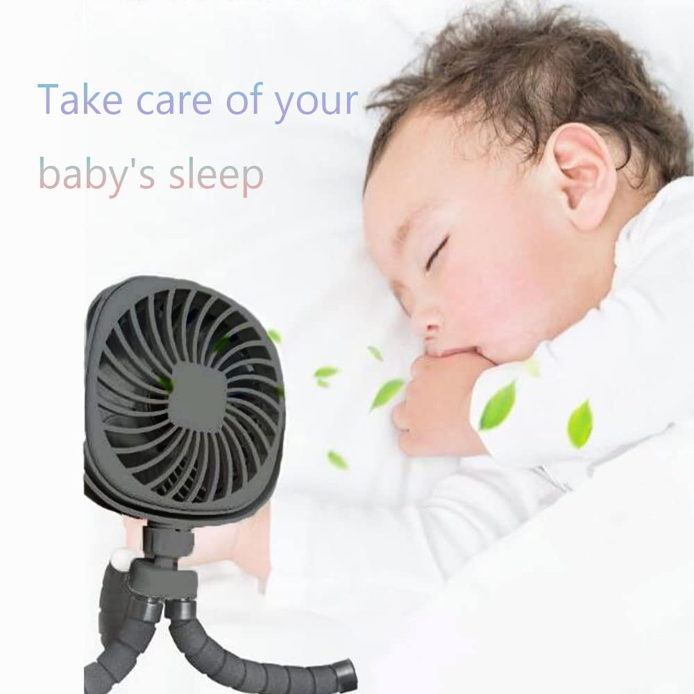 ceyoom Portable Stroller Fan, Mini Handheld USB Fan with Flexible Tripod Fix on Stroller, Battery Powered Personal Fans for Baby Stroller and Car Seat,Stroller Clip On Fan Travel Accessories