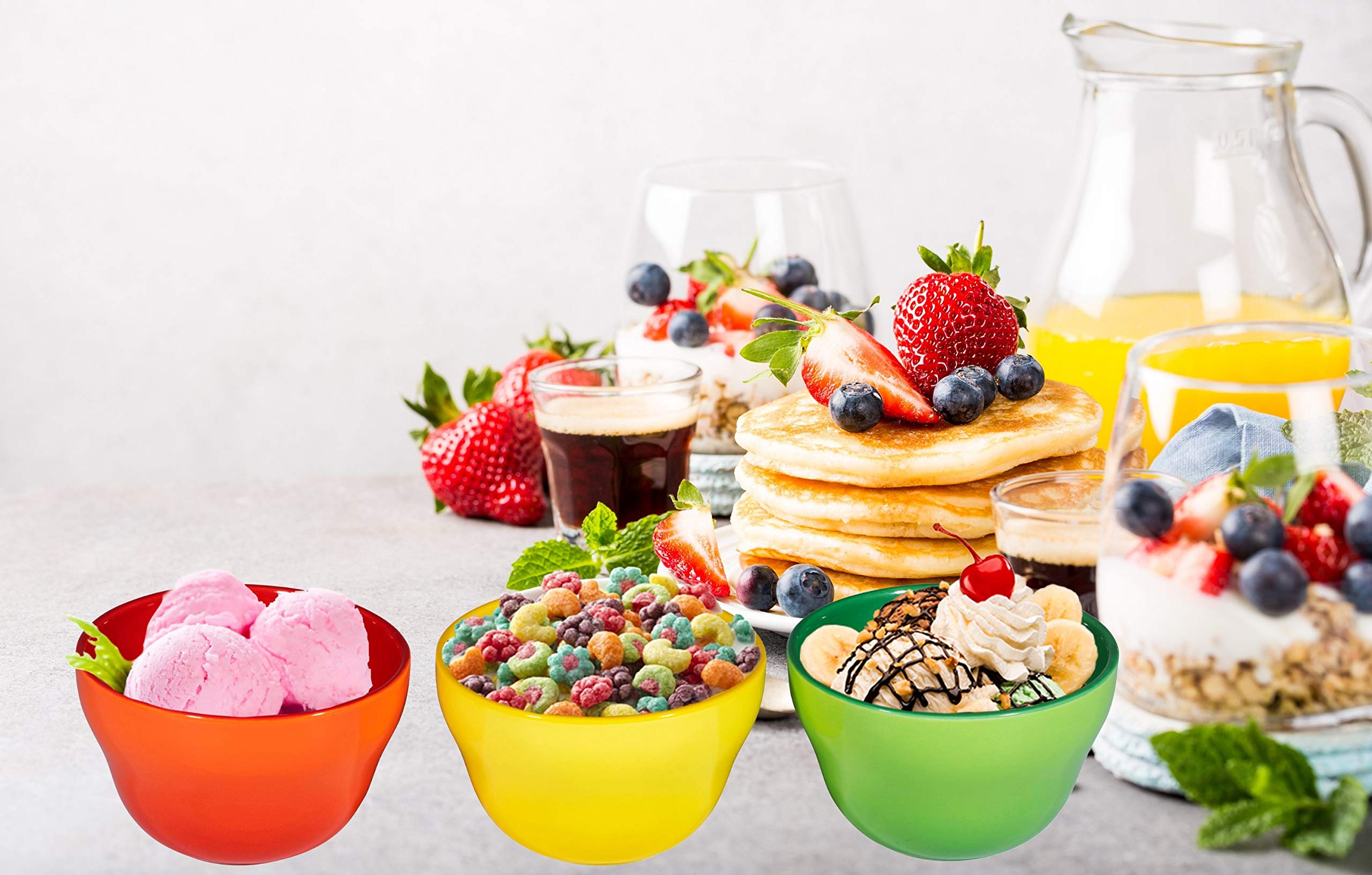 Bruntmor 8 oz Porcelain Bowls Set of 6 - for Ice Cream, Dessert, Soup, Small Side Dishes, Salad, Cereal, Rice - Microwave, Dishwasher and Oven Safe - Gradient Colors