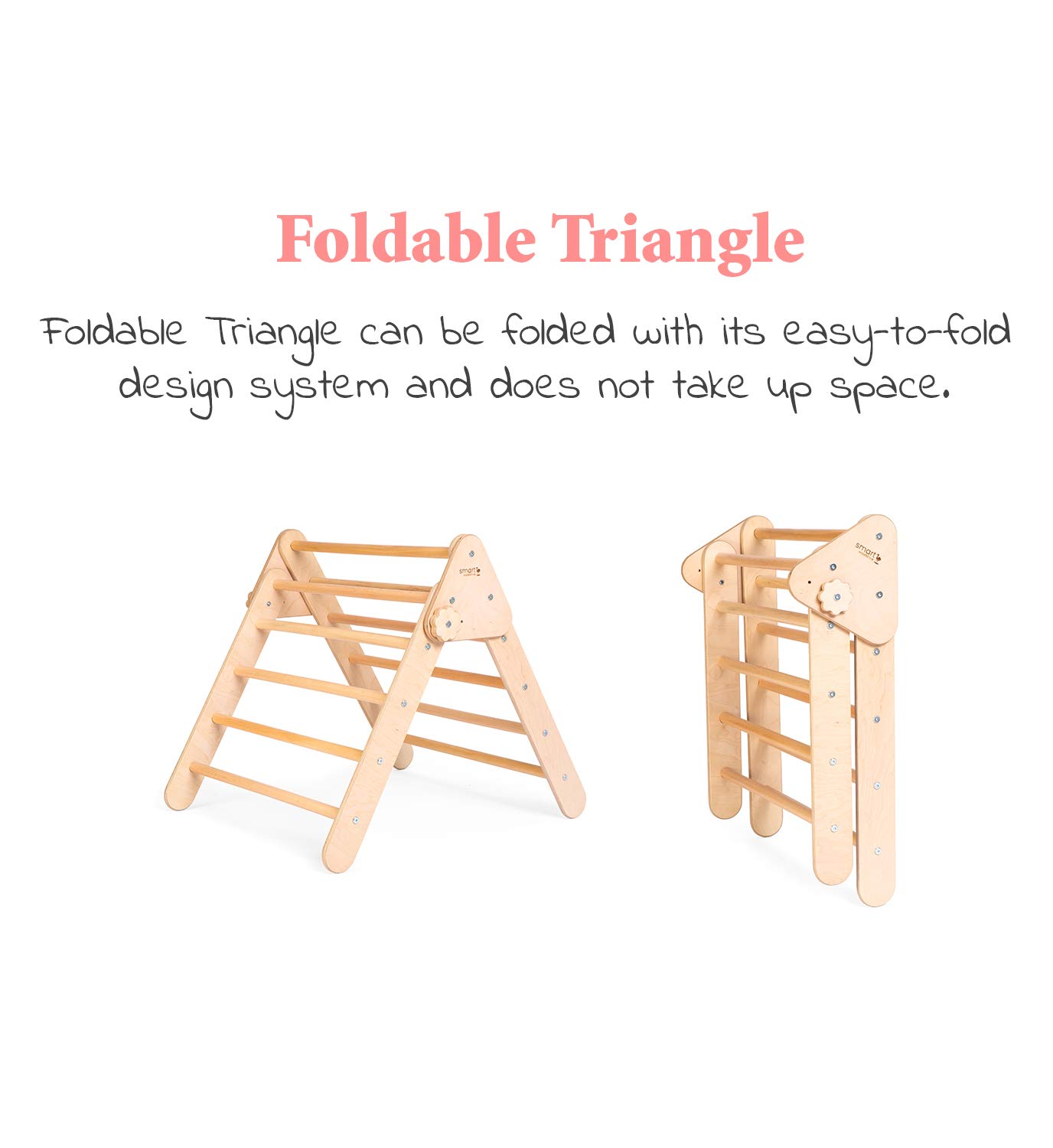 smartwoodstore Set of Three Items Foldable Triangle + Climbing Ramp + Arch Triangle with ramp Indoor Playground Climbing Furniture Montessori Toddler (Small Size)