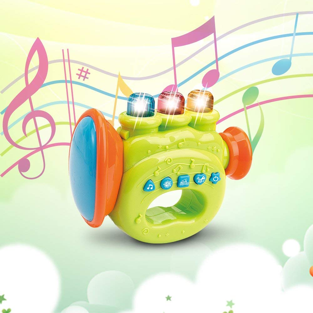 Portable First Trumpet - Battery-Operated Music Toy with Features for Learning and Entertainment for Your Baby and Toddler. Great Stocking Stuffer