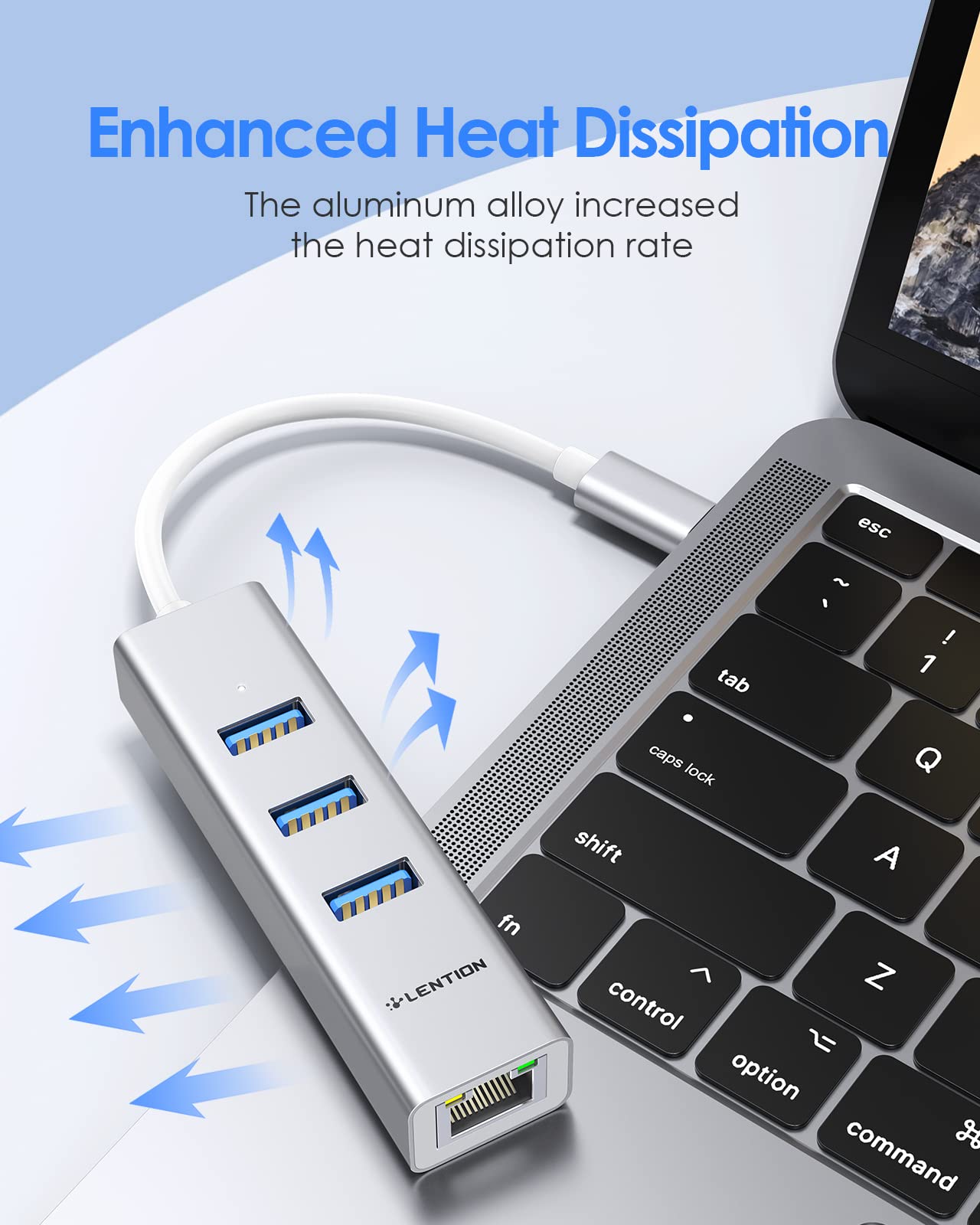 LENTION USB C Hub Ethernet Adapter, 3 USB 3.0 Ports, RJ45 Network Connector for 2023-2016 MacBook Pro, New Mac Air/iPad Pro, Chromebook, More, Stable Driver Certified (CB-C23s, Silver)