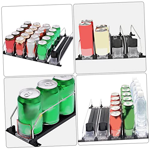 DOITOOL Beverage Organizer Glide Refrigerator Organizer Freezer Organizer Drink Manager Plastic Automatic Black Vending Machine Plastic Organizer Drink Sliding Organizer
