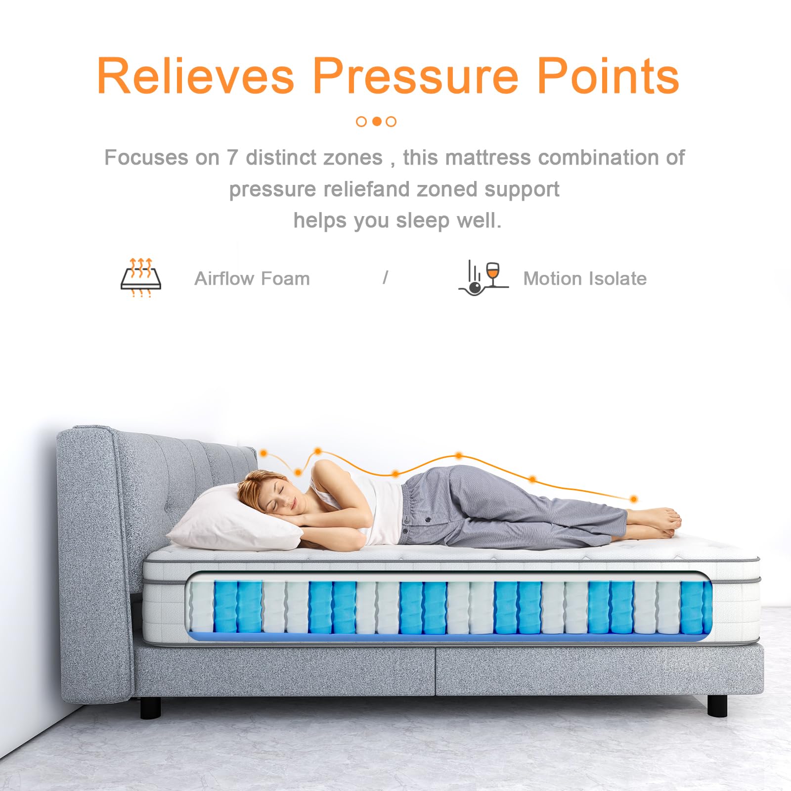 Gegcucey Twin Mattress, Innerspring Mattress with Breathable Foam and Pocket Spring for Motion Isolation, Medium Firm Hybrid Mattress in a Box (10 Inch, Twin)