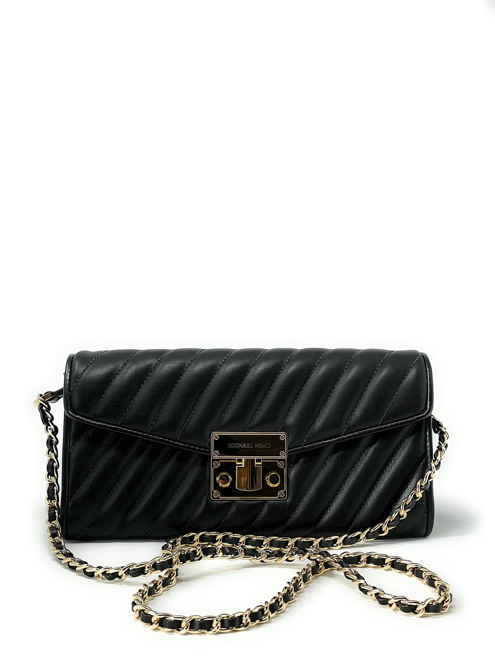 Michael Kors Rose Medium convertible Quilted Leather Shoulder Flap Bag Black