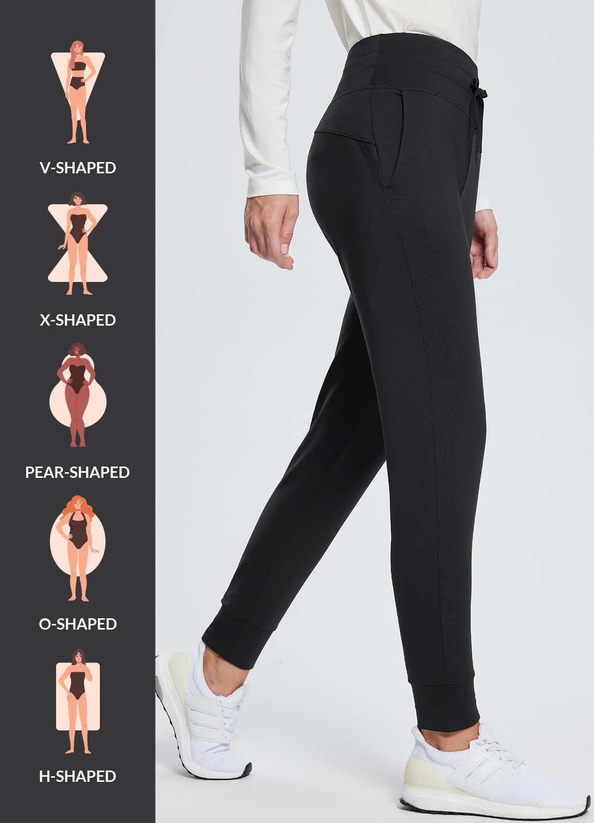 BALEAF Women's Sweatpants Fleece Lined Pants High Waisted Sweat Pants Winter Thermal Ski Hiking Joggers Black L