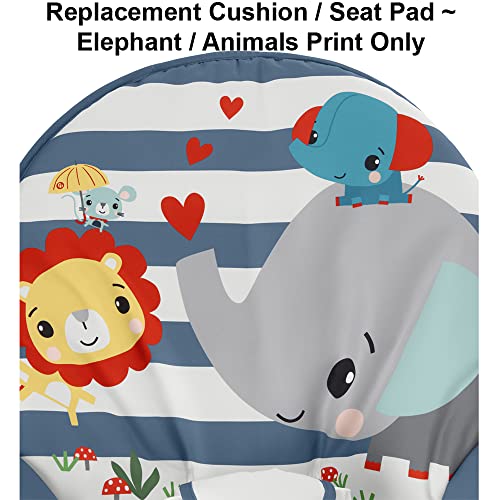 Replacement Part for Fisher-Price Infant-to-Toddler Rocker - GVG45 ~ Replacement Cushion/Seat Pad ~ Elephant/Animals Print