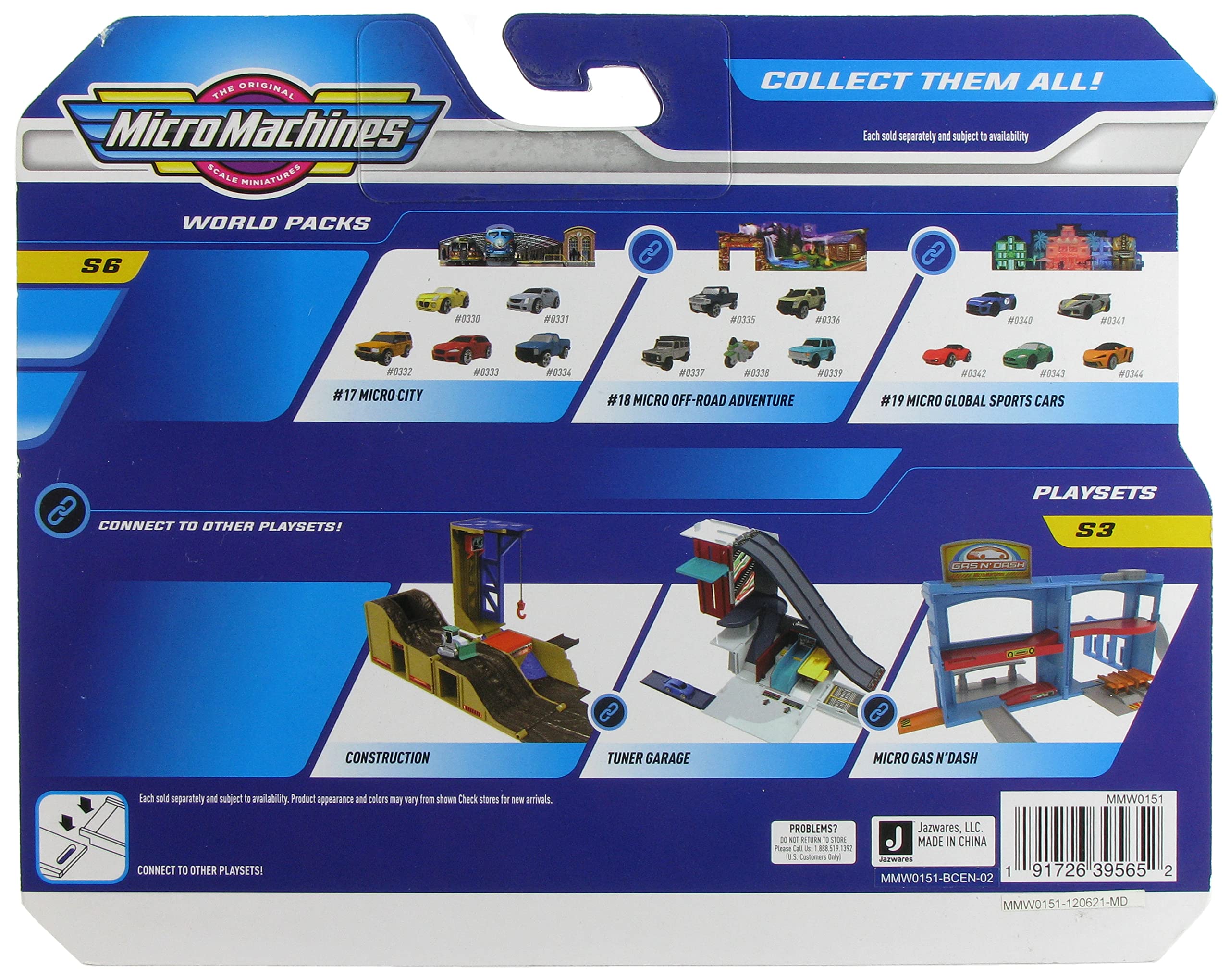 Micro Machines 2022 Series 6 World Pack #17 Micro City: Pontiac GXP, Cadillac CTS-V, Land Rover Discovery, Jaguar XFR-S, Silverado