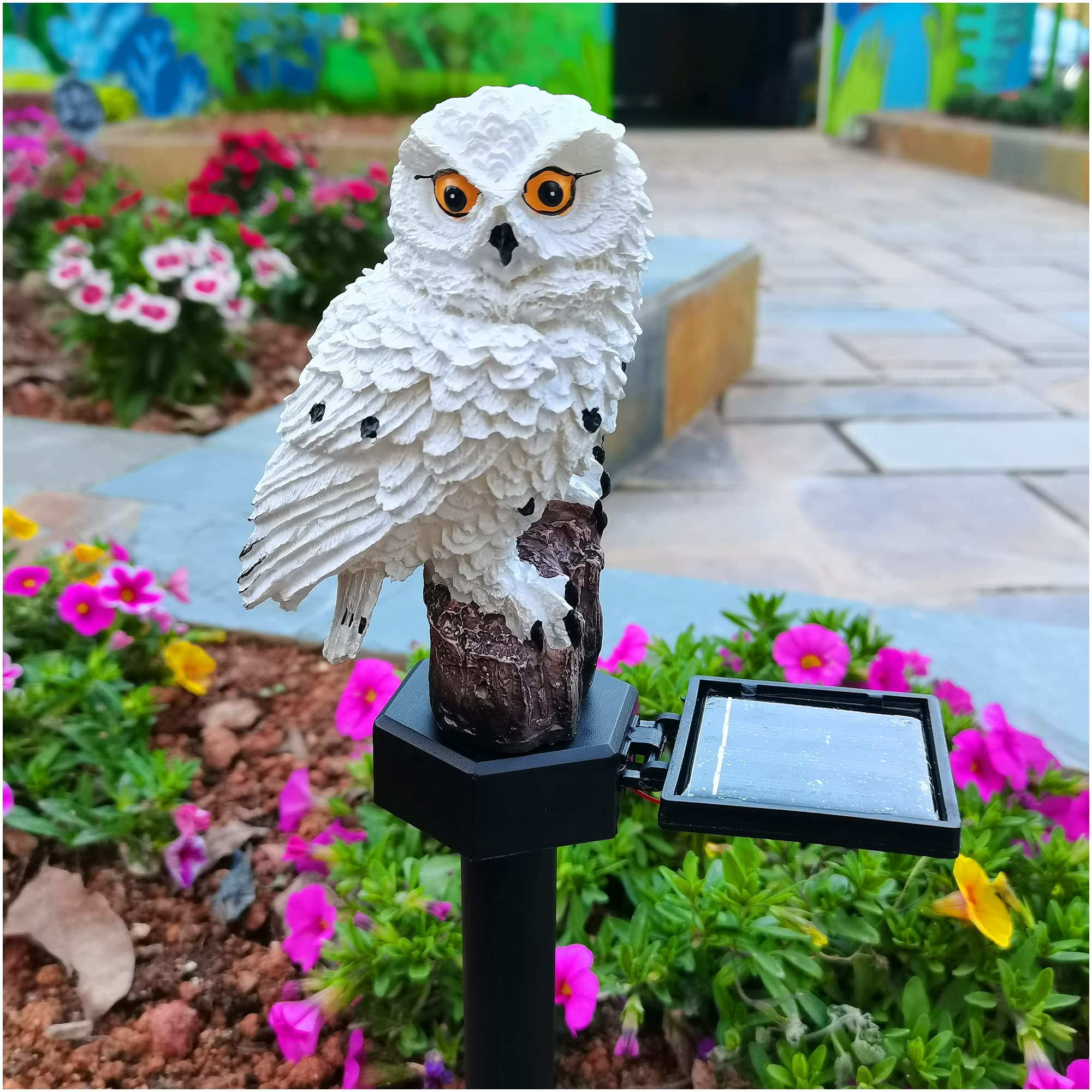 MXJIAELE Owl Solar Lights Garden for Home Decorations Owls Night Lights for Outdoor Garden Yard White Owls LED Light Stake Garden Decor (White