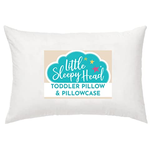 Toddler Pillow with Toddler Pillowcase - Soft Hypoallergenic - Best Pillow for Kids! Better Neck Support and Sleeping! Better Naps in Bed, a Crib, or at School! Makes Travel Comfier! (White)