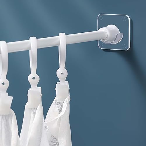 LADYMOON Adhesive Shower Curtain Rod Holder 4 Pack,Transparent Tension Bracket,No Drilling(Not Included Rod)(Only For Rods Less Than 1 Inch in Diameter at Both Ends)