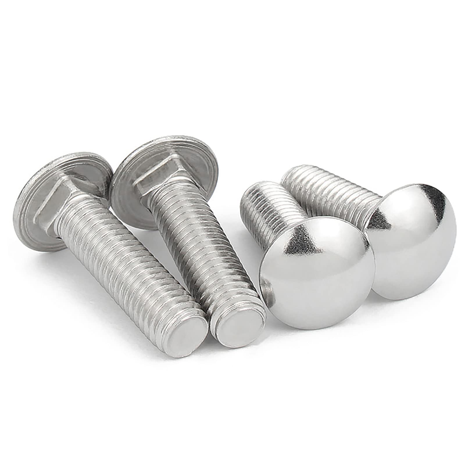 CREULT Carriage Screws Square Neck Bolts M4 Truss Head Half Round Thread 0.7mm Pitch Shelf Machine Fasteners Stainless Steel (50pcs, 18mm Length)
