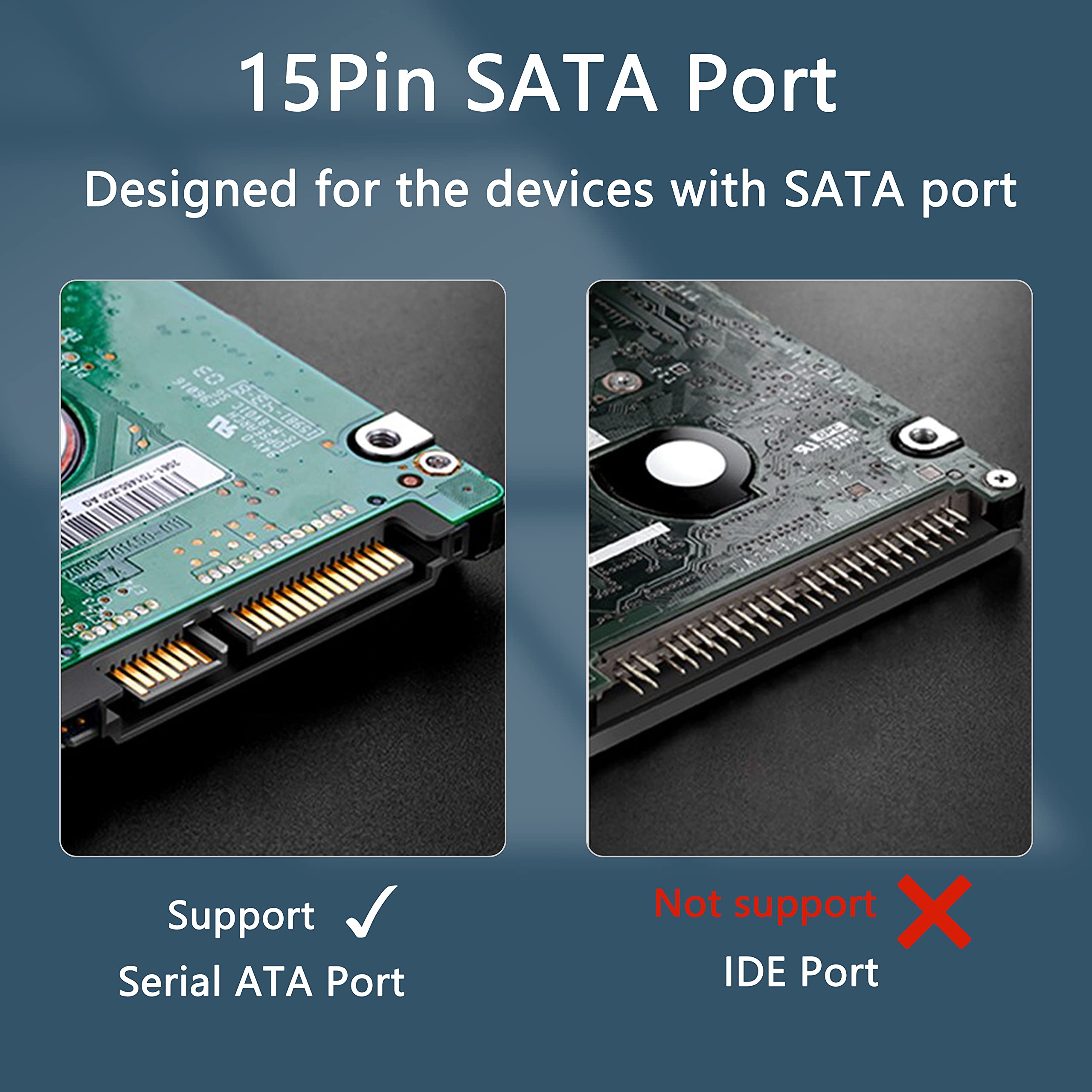 GELRHONR 15Pin SATA Male to 5 x 15 Pin SATA Female Hard Drive Power Right Angle Splitter Adapter Cable Extension Cable for Hard Disk 50CM