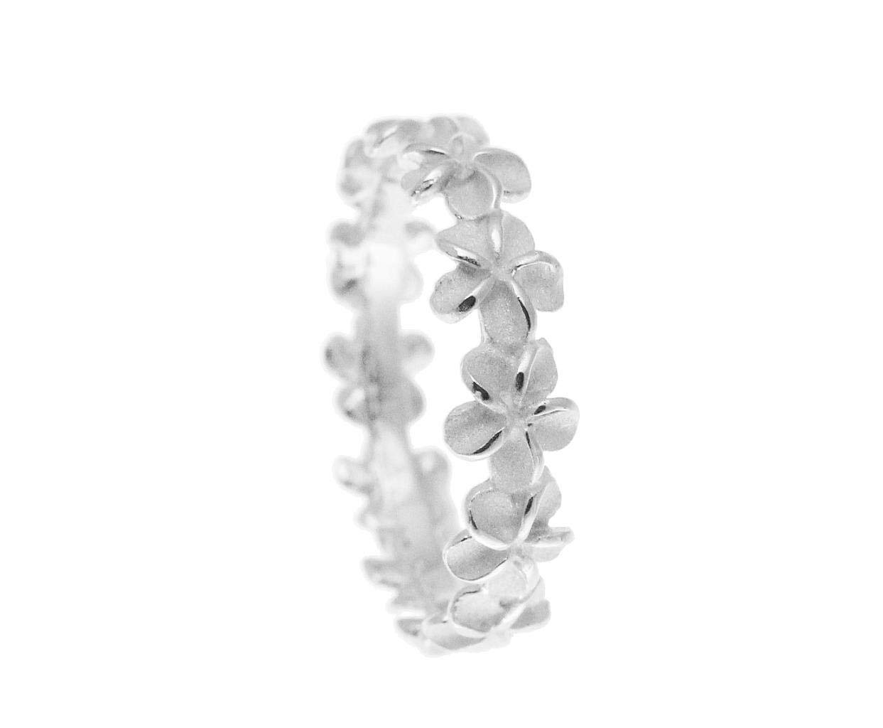 Arthur's Jewelry 925 sterling silver Hawaiian 5mm plumeria flower lei ring size 3.5