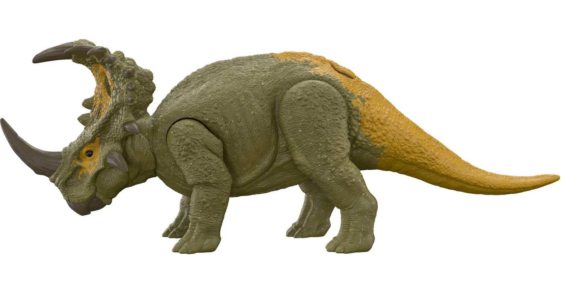 Mattel Jurassic World Dominion Roar Strikers Dinosaur Action Figure with Roaring Sound & Attack Action, Sinoceratops Dino Toy Includes Downloadable App & AR