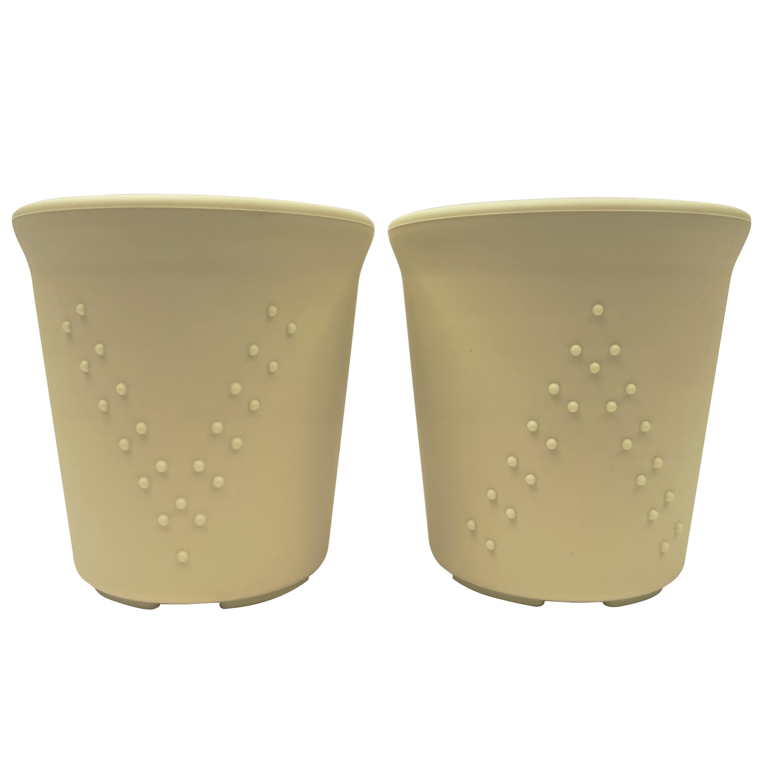 BraveJusticeKidsCo. | SiliSteel™ Drinking Cups | Kids and Toddler Silicone + Steel Dinnerware Cups | Unbreakable Dinnerware | Reusable Dishwasher Safe Water Glasses (2 Pack) (Cream)