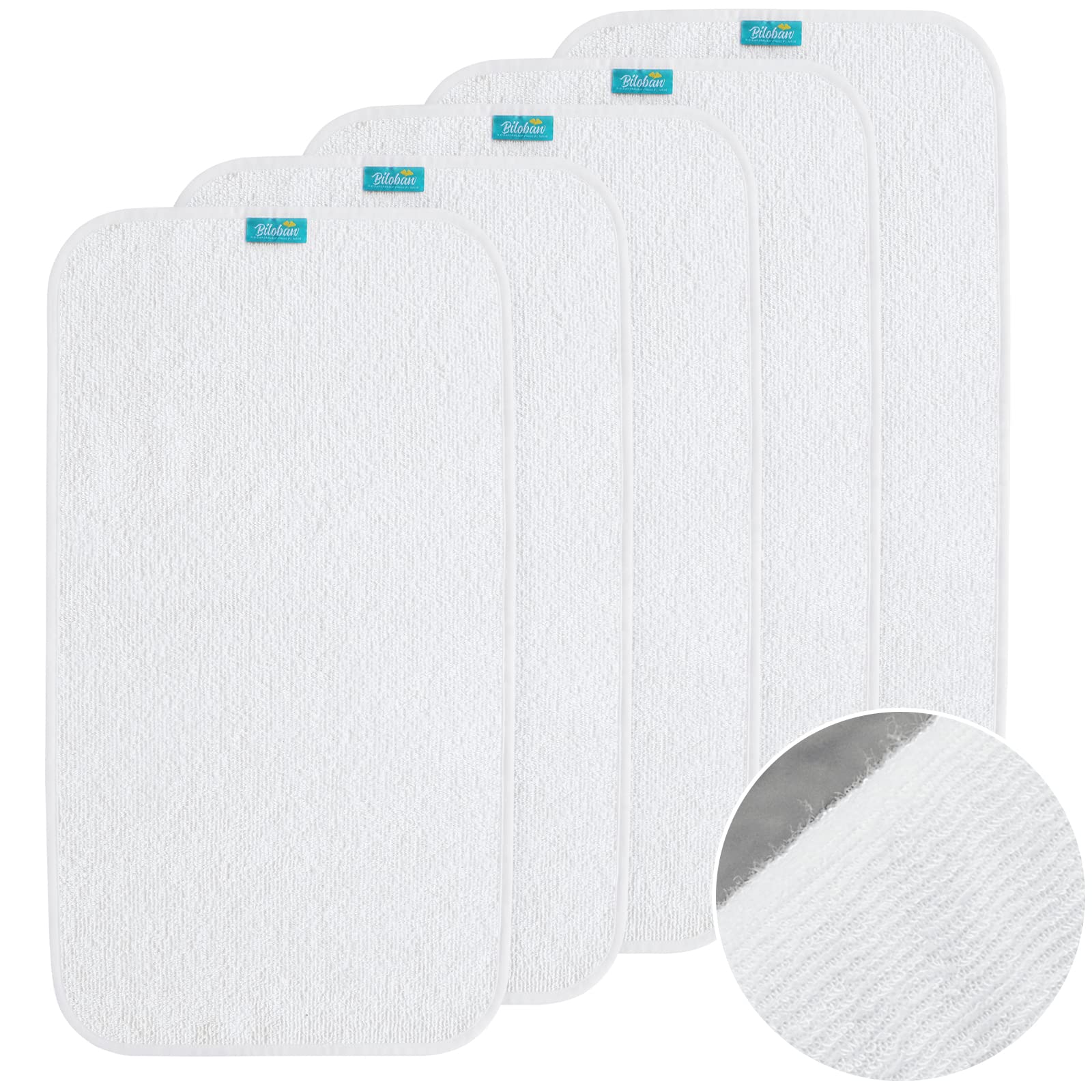 Changing Pad Liner 5 Count, Waterproof Larger Changing Pad Cover 28" X 15", Cotton Terry (Solid Improved Thickness) / Waterproof Bassinet & Bedside Sleeper Mattress Pad Cover, Multiple Sizes, 2 Pack