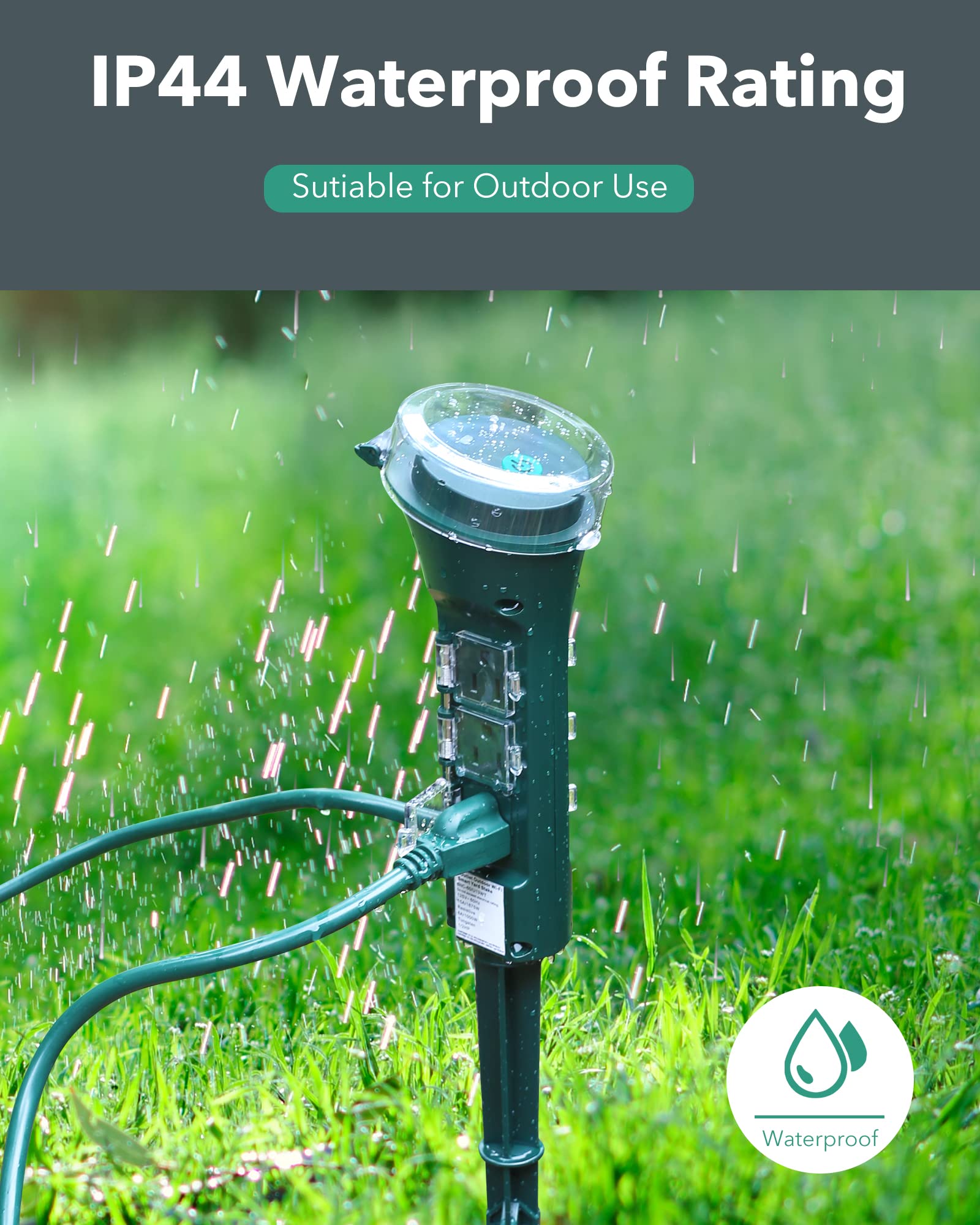 BN-LINK 8 Outlet Surge Protector with Mechanical Timer (4 Outlets Timed, 4 Outlets Always On) / BN-LINK Outdoor Power Stake with 6 Outlets, 6ft Long Cord Power Strip for Yard
