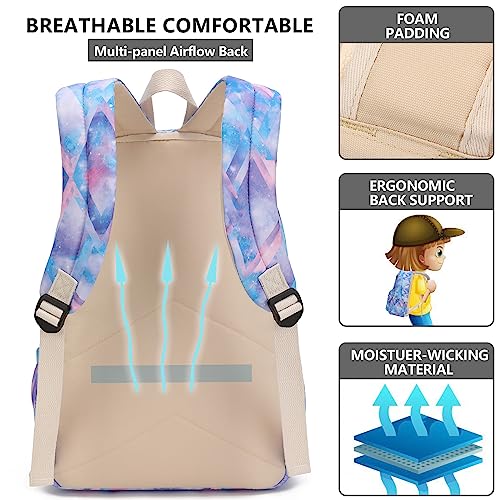 EZYCOK Teen Girls School Backpack Kids Bookbag Set with Lunch Bag Pencil Case Travel Laptop Backpack Casual Daypack