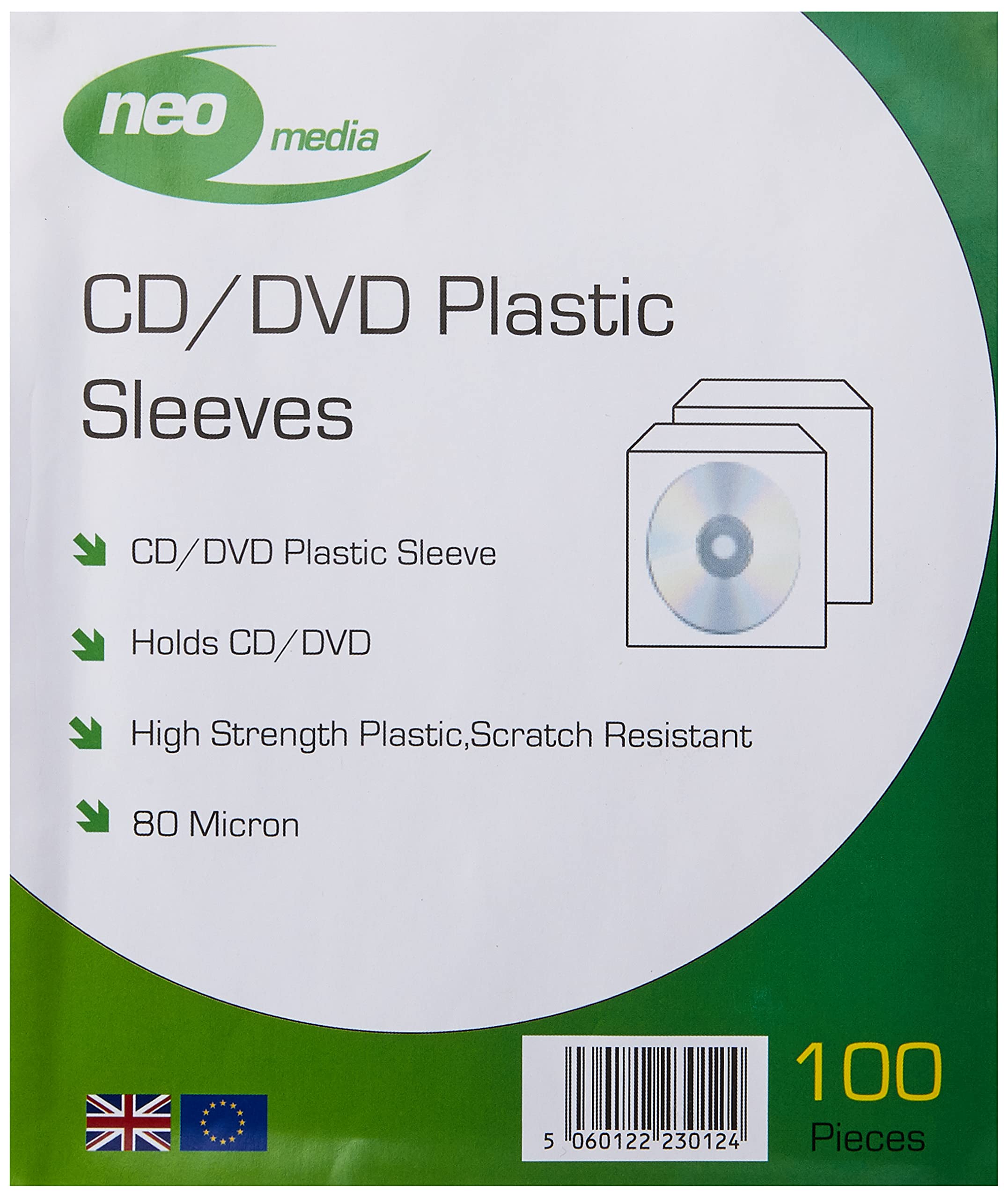 Neo Media CD/DVD Plastic Wallets - 80 Micron - (Pack of 100)