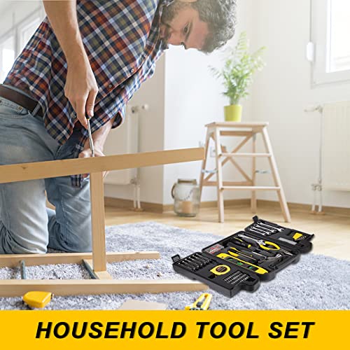 COMOWARE 130 Piece Tool Set, General Household Hand Tool Kit with Plastic Toolbox Storage Case