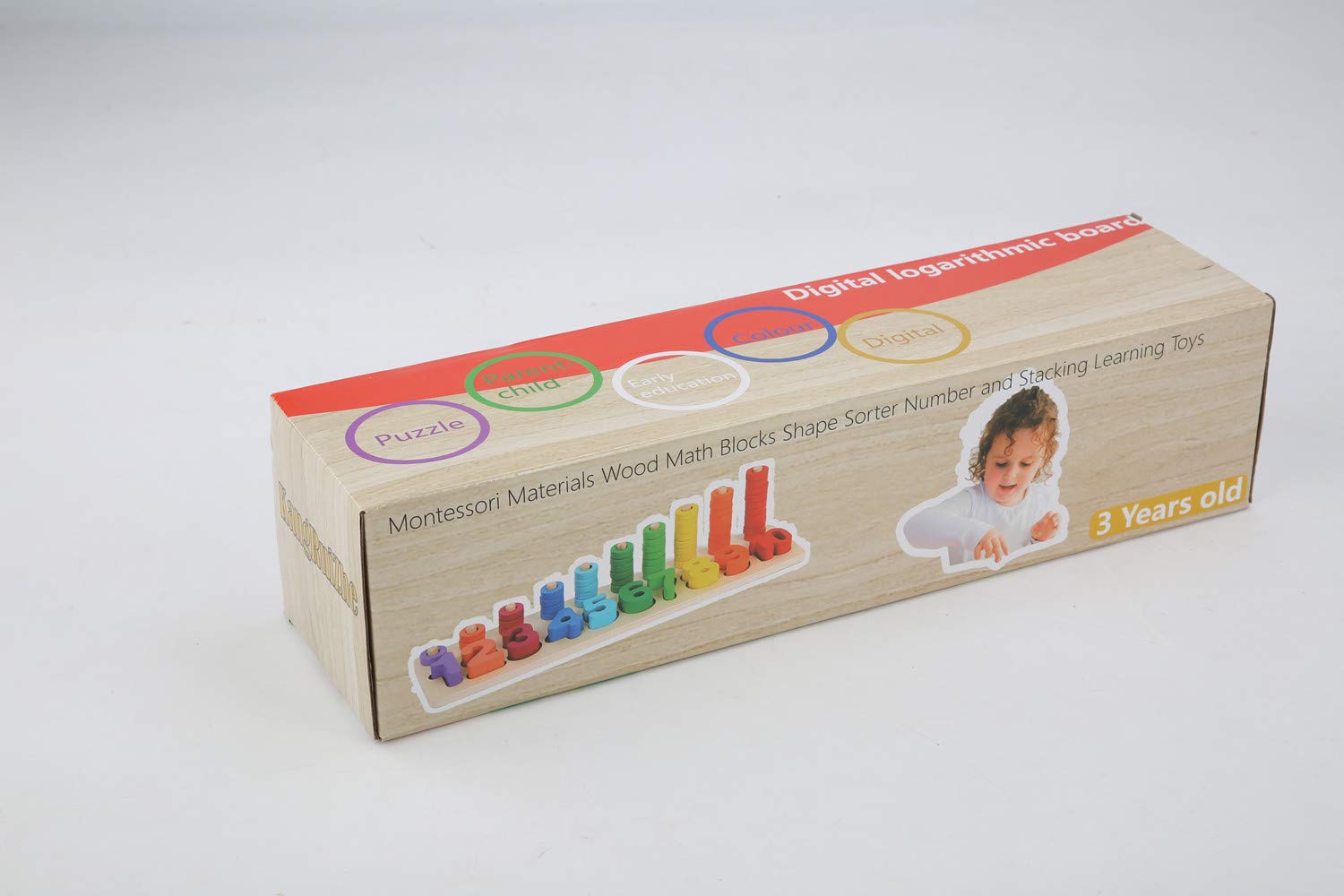 KangRuiZhe Montessori Materials Wood Math Blocks Shape Sorter Number and Stacking Learning Toys (Mathematics)