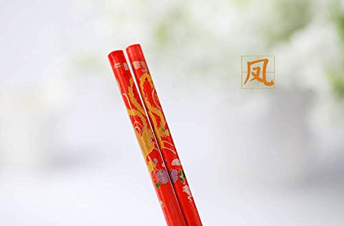 Cafurty 10 Pairs Chinese Bamboo Chopsticks (10 Pairs Red Chopsticks)